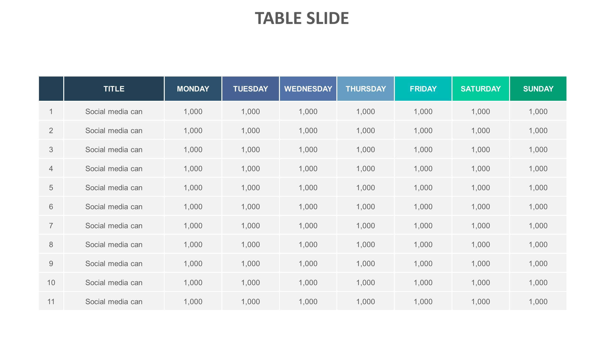 Table Slide Templates | Biz Infograph