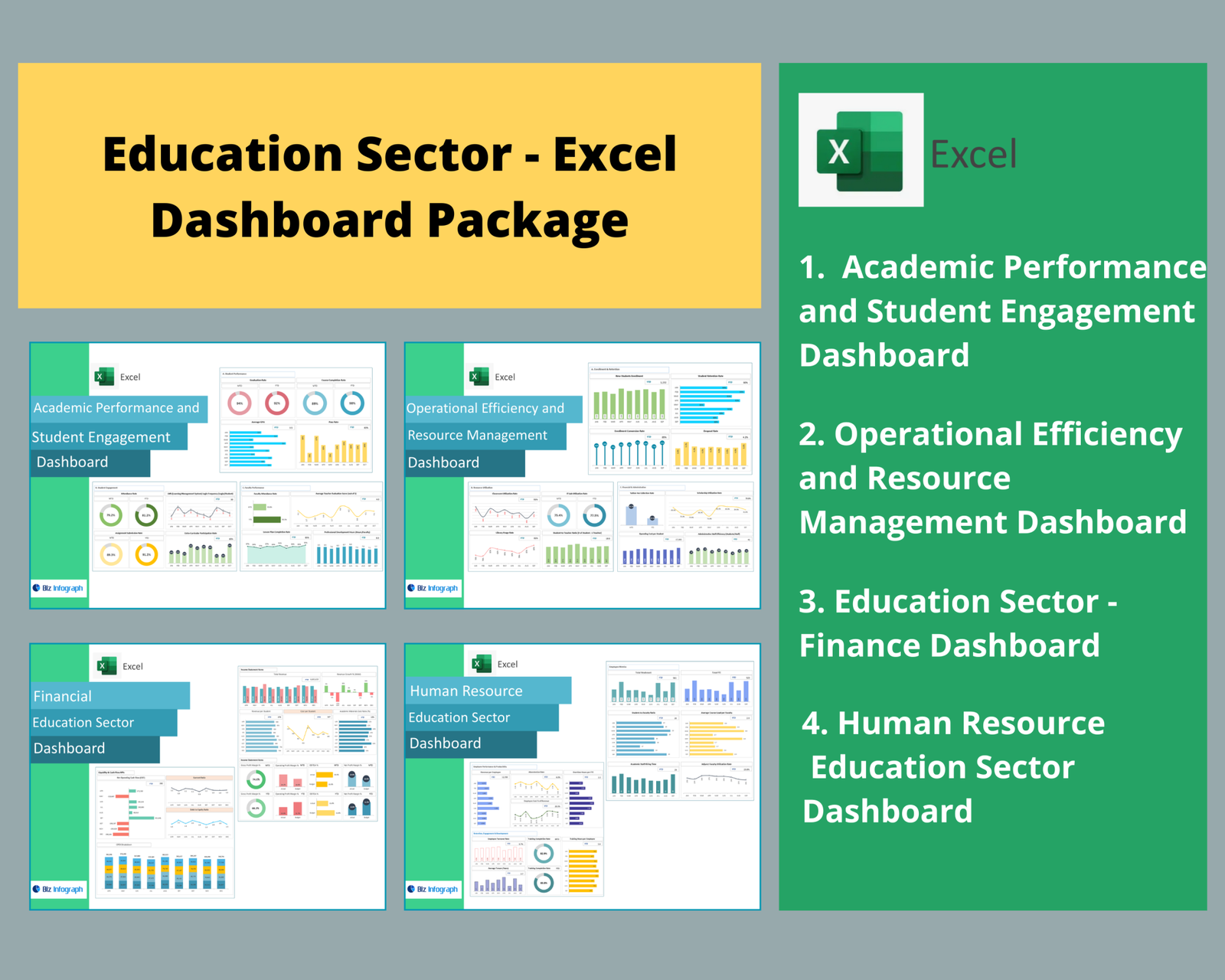 Education Dashboard Package: Visualize Academic KPIs, Performance, Attendance, and Engagement ...