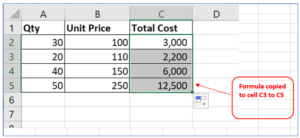 How to copy formula in Excel? How to copy formula down in excel column?