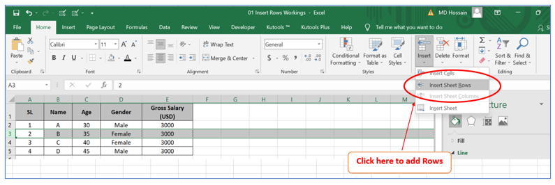 How To Insert Row In Excel With Shortcut Key Method
