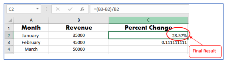 Calculate Percentage Change in Excel