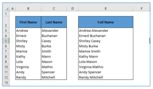 Combine First and Last Name in Excel