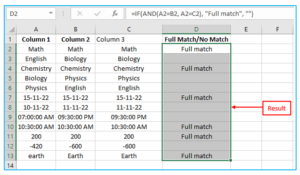 Compare Columns in Excel