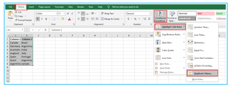 how-to-compare-columns-in-excel-for-matches-and-differences