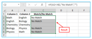 Compare Columns in Excel
