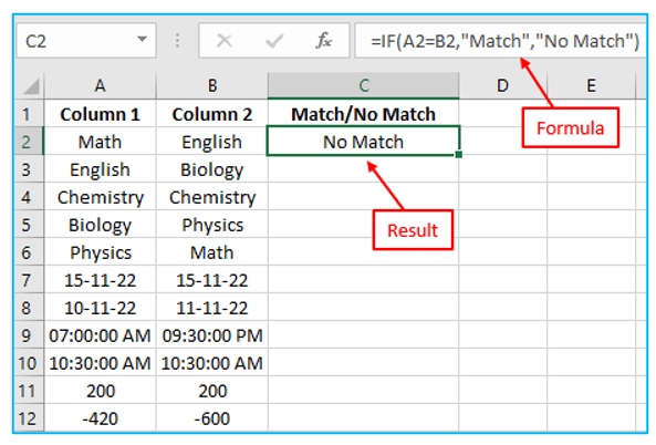 How To Compare Columns In Excel For Matches And Differences 