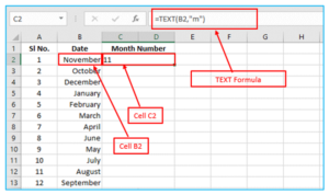 Convert Month Name to Number in Excel