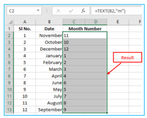 Convert Month Name to Number in Excel