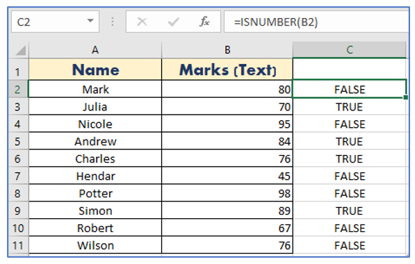 How To Check Cell Data Is Text Or Number 