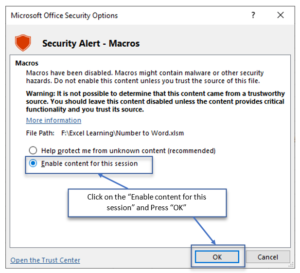 How to enable Macro in Excel?