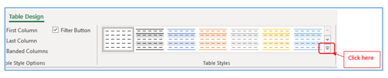 Clear formatting from an excel table