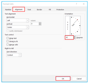 Rotate Text in Cells Excel.