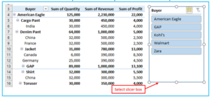 Insert Slicers in Pivot Table