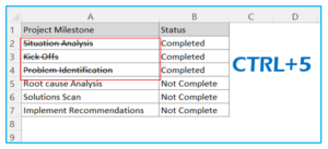 Strikethrough Text in Excel
