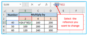 Create Cell Reference in Excel.