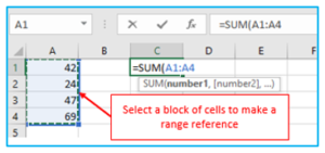 Create Cell Reference in Excel.