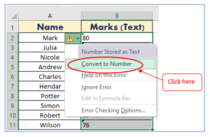 Convert Text to Number in Excel