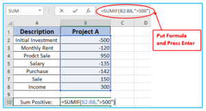 Sum and Count Negative and Positive Numbers in Excel