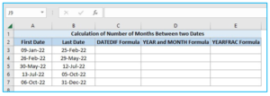 Calculate Number of Months Between two Dates