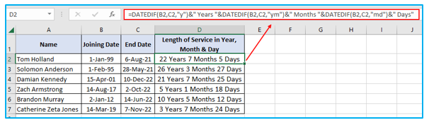 How To Calculate Years Of Service In Excel 