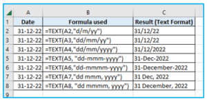 Using TEXT Function in Excel to convert Date to Text - Biz Infograph