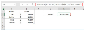 IFERROR with VLOOKUP to Replace #N/A Error in Excel