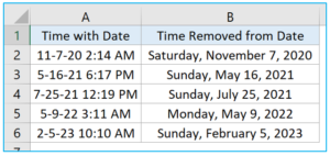 Remove The Time from Date in Excel. Time from Date in Excel