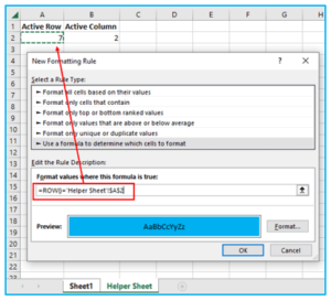 How to Highlight Active Row Column in Excel?