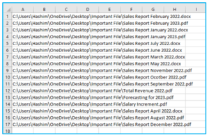 How to find the File Names list from a folder in Excel?