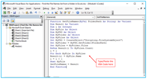 How to find the File Names list from a folder in Excel?