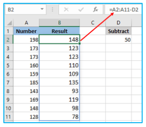 How do you make a subtraction in Excel?