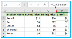How do you make a subtraction in Excel?