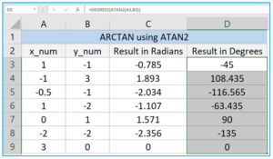 How to use ATAN and ATAN2 Function in Excel?