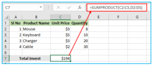 How to use Multiplication in excel?
