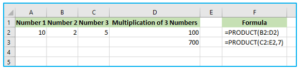 How to use Multiplication in excel?