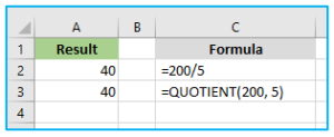 How to Use Division in Excel formula?