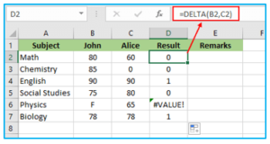 How to use DELTA function in Excel?