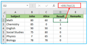How to use DELTA function in Excel?