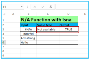 ISNA function in Excel.