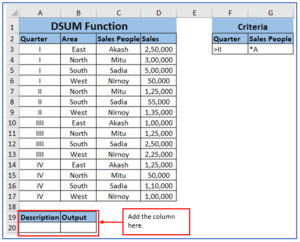 DSUM Function in Excel.