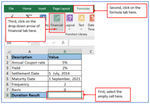 DURATION function in Excel