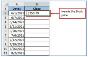 Formulas of getting a stock price in Excel. - Resource