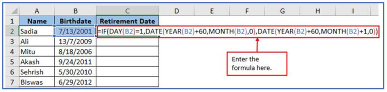 How to calculate retirement date according to birthdate formula in Excel? - Resource