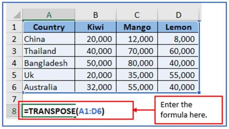 How to use Transpose function in Excel? - Resource